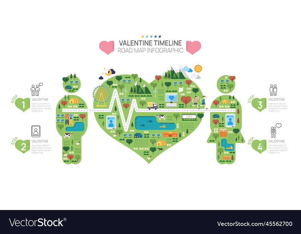 Valentine road map timeline infographic template Vector Image