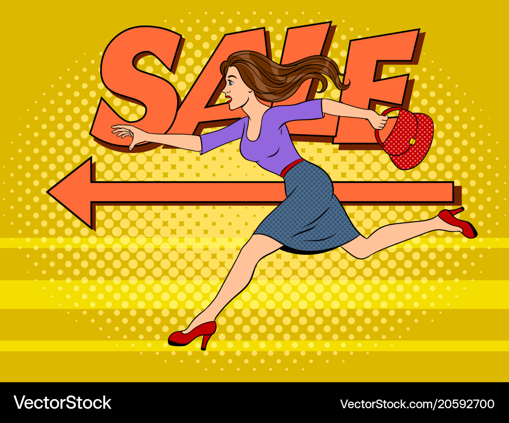 Woman run pop art Royalty Free Vector Image - VectorStock