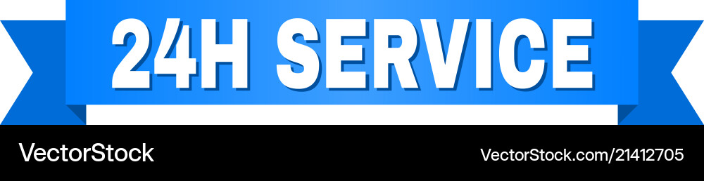 Blue ribbon with 24h service title Royalty Free Vector Image