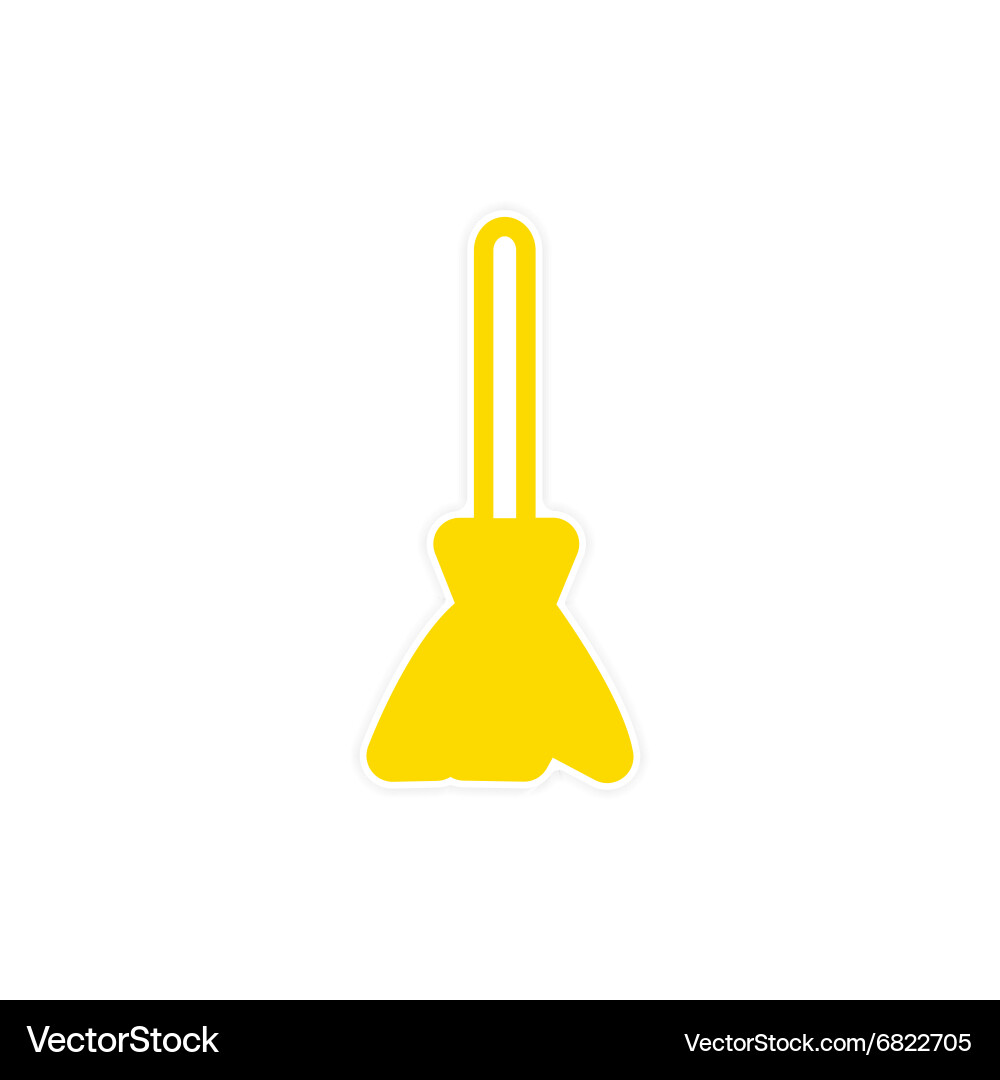 Bright stylish sticker broom on a white background