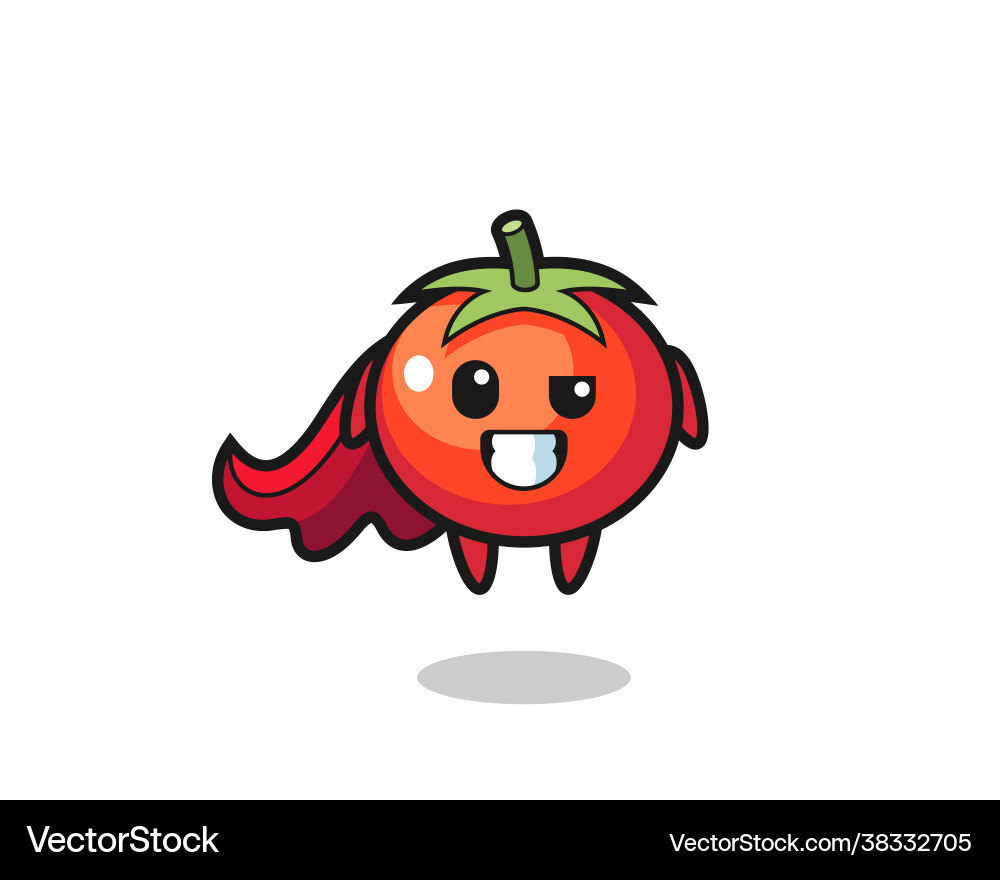 Cute tomatoes character as a flying superhero Vector Image
