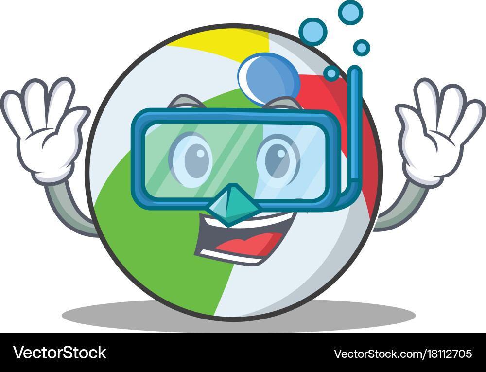 Diving ball character cartoon style Royalty Free Vector