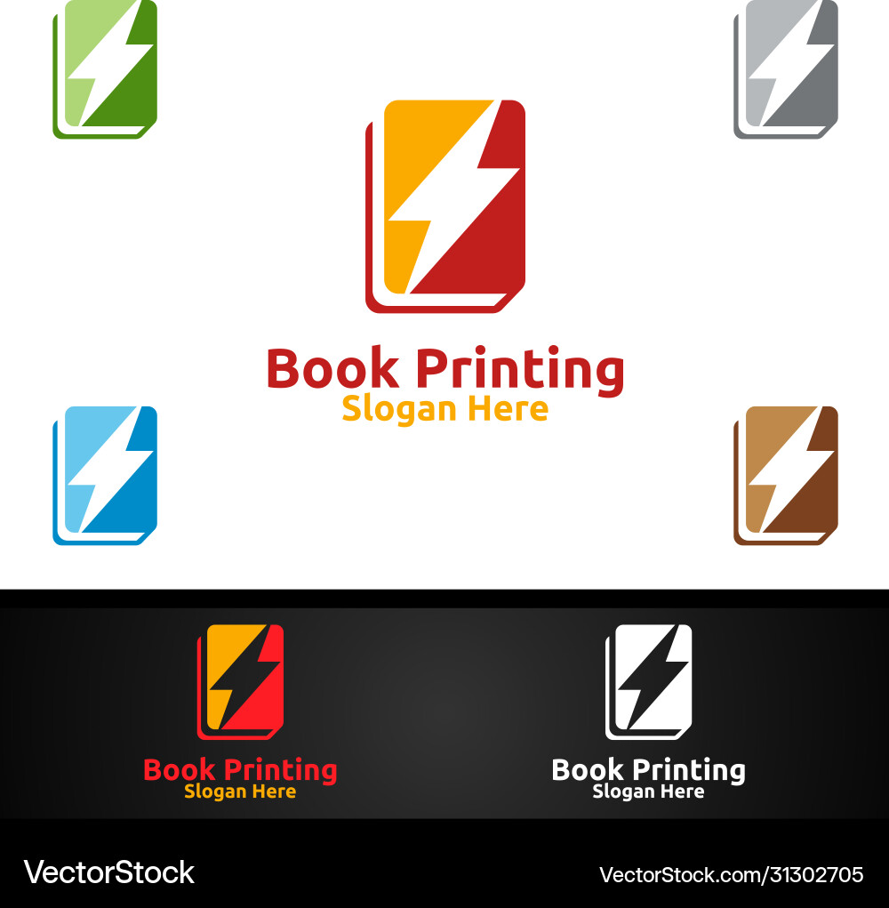 Fast book printing company logo design Royalty Free Vector
