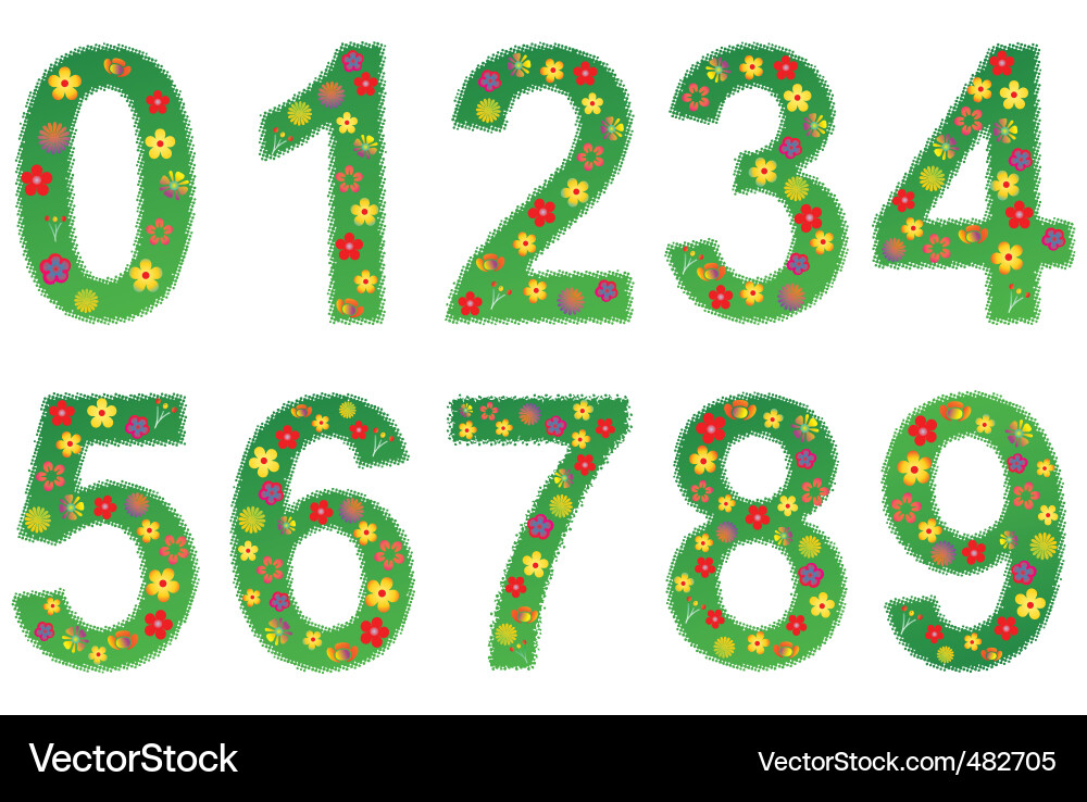 Floral number set Royalty Free Vector Image - VectorStock