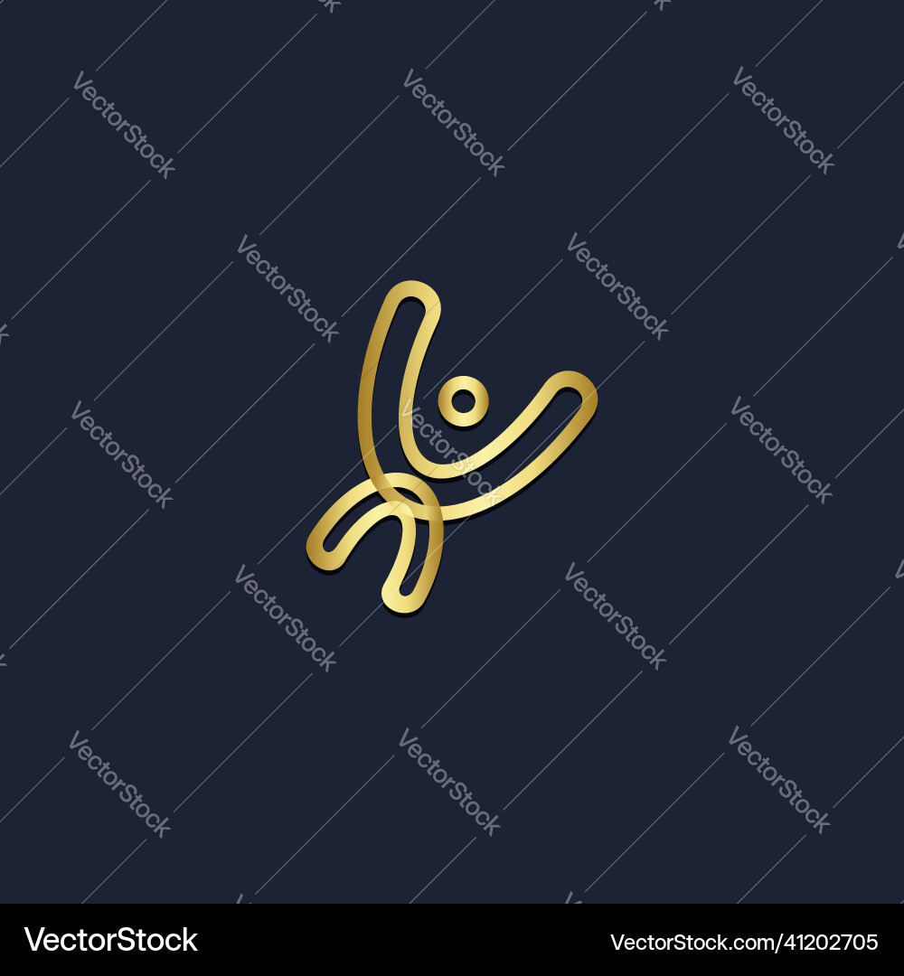 Happy man line shape gold logo Royalty Free Vector Image