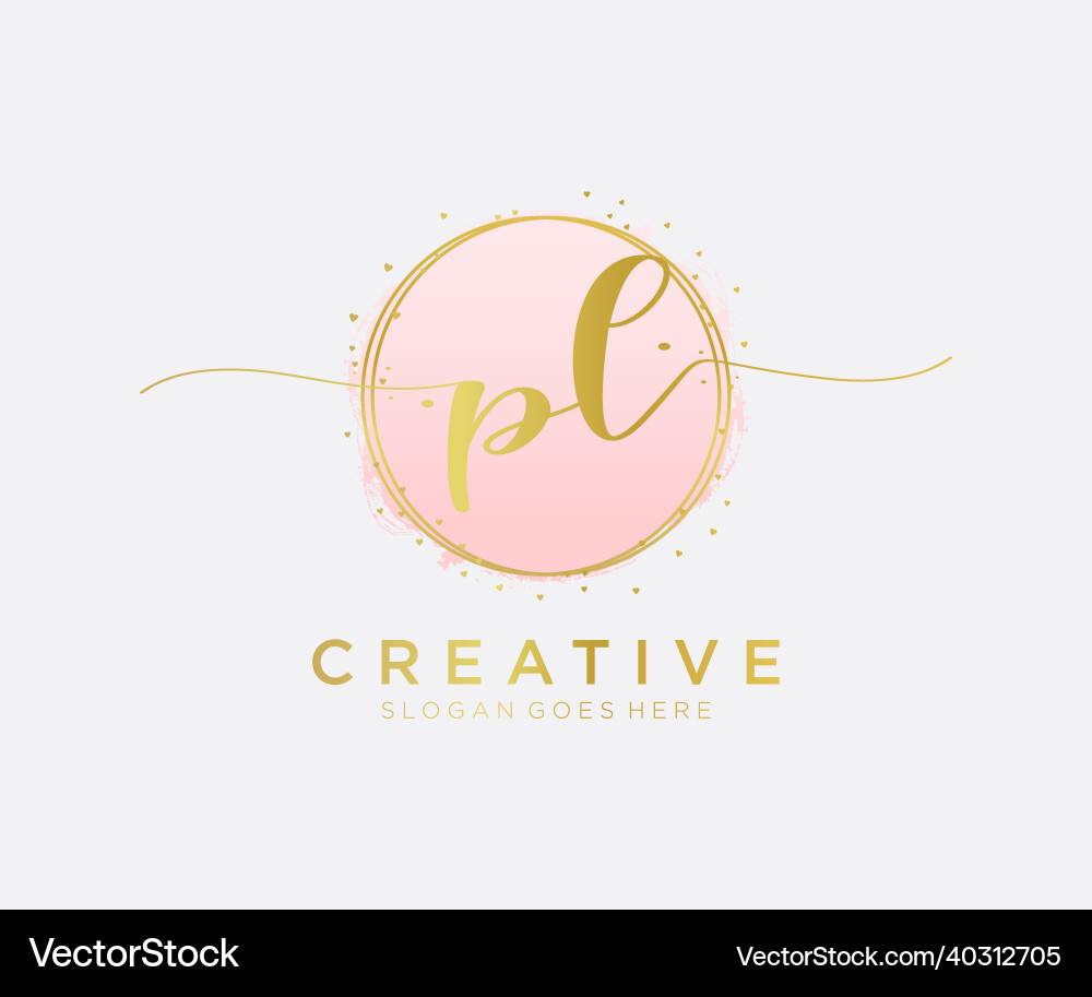 Initial pl feminine logo usable for nature salon Vector Image