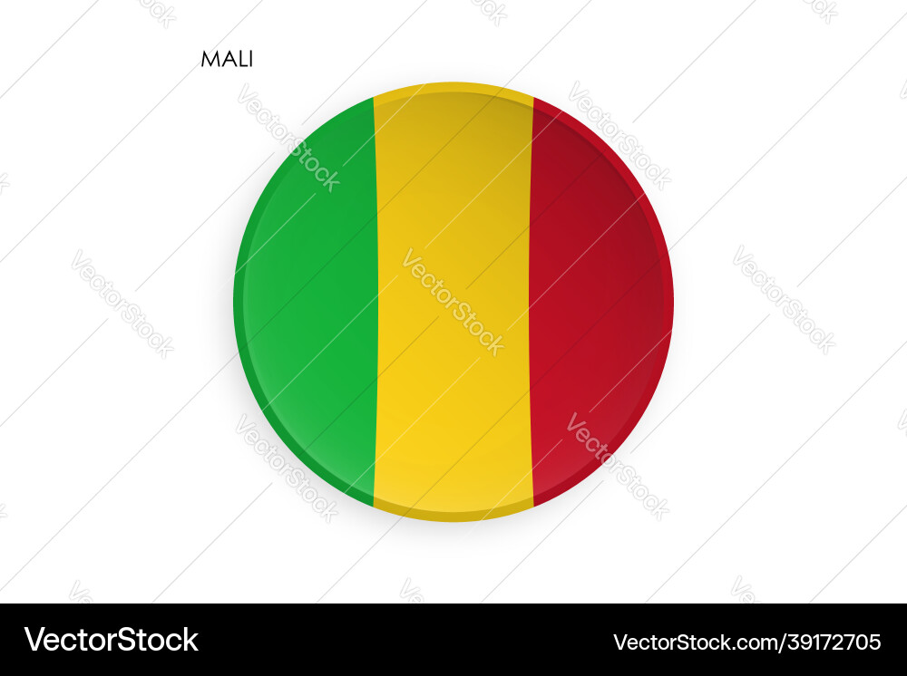 Mali flag icon in modern neomorphism style button Vector Image
