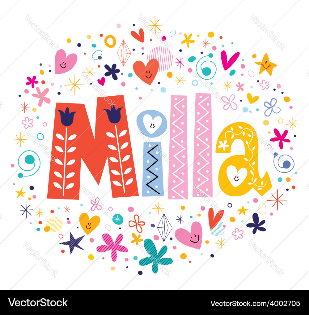 Milla female name decorative lettering type design