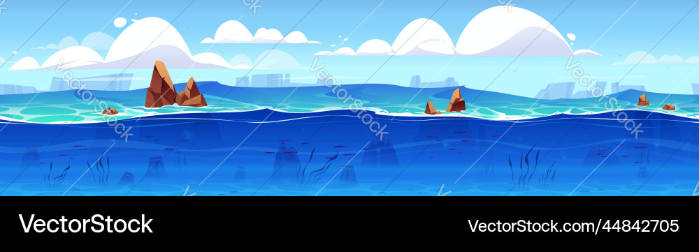 Ocean or sea underwater background cross section Vector Image