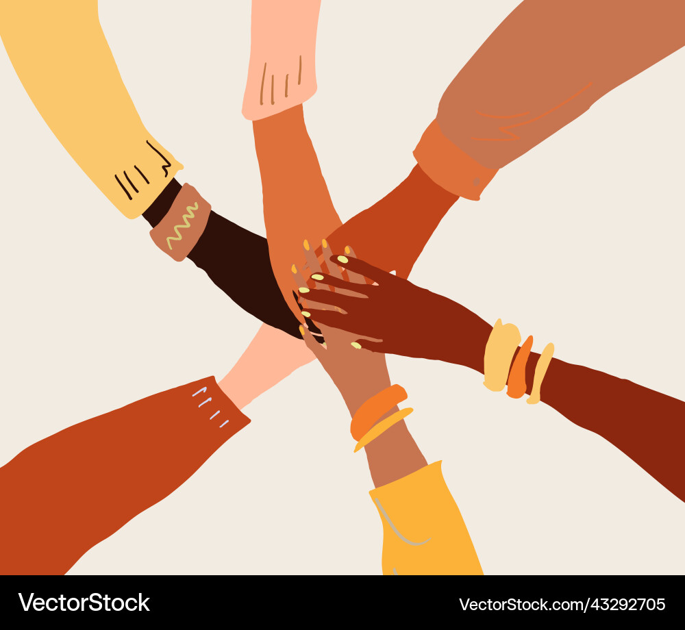 Of a people s hands with different Royalty Free Vector Image
