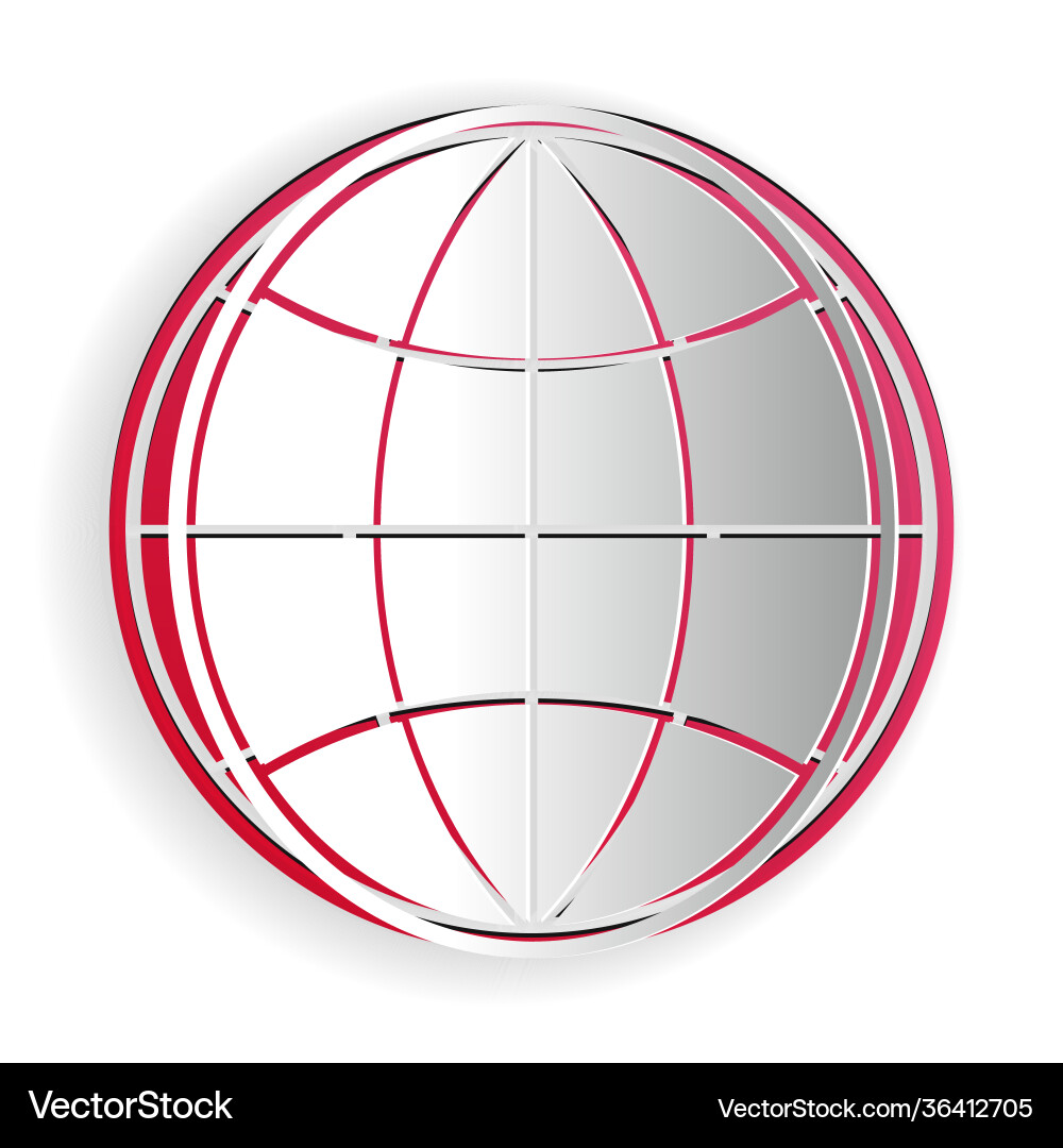 Paper cut earth globe icon isolated on white Vector Image