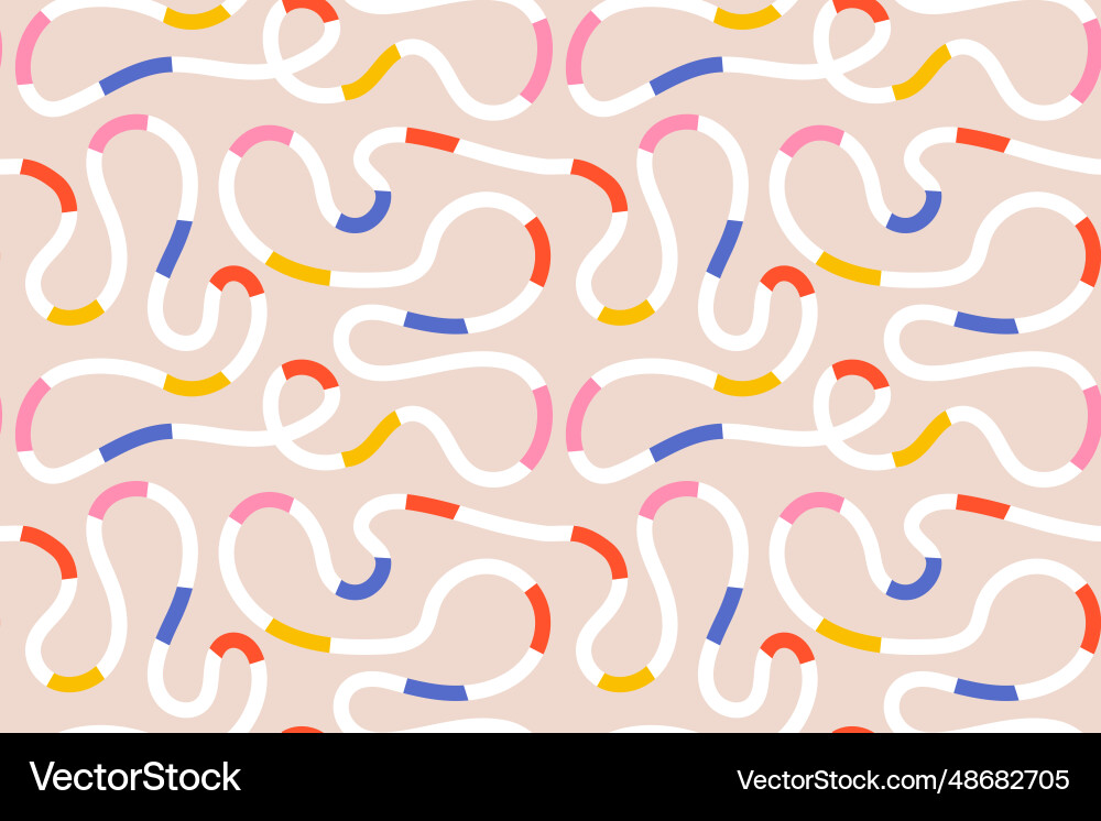 Seamless pattern of colorful abstract squiggles Vector Image
