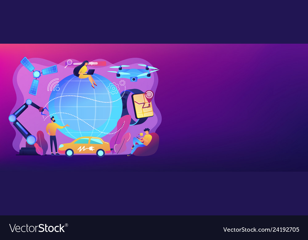 Technological revolution concept banner header Vector Image