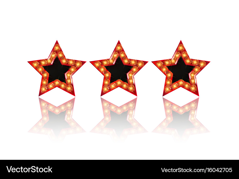 Three gold red stars on white background Vector Image