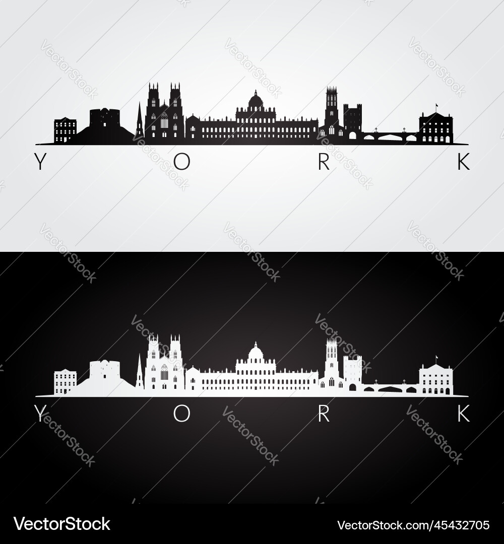 York skyline and landmarks silhouette Royalty Free Vector