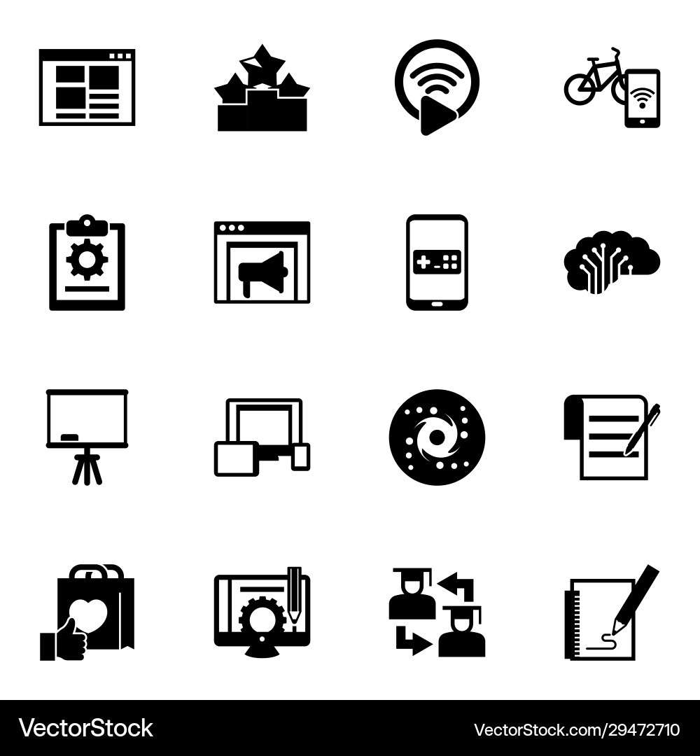 16 web filled icons set isolated on white Vector Image