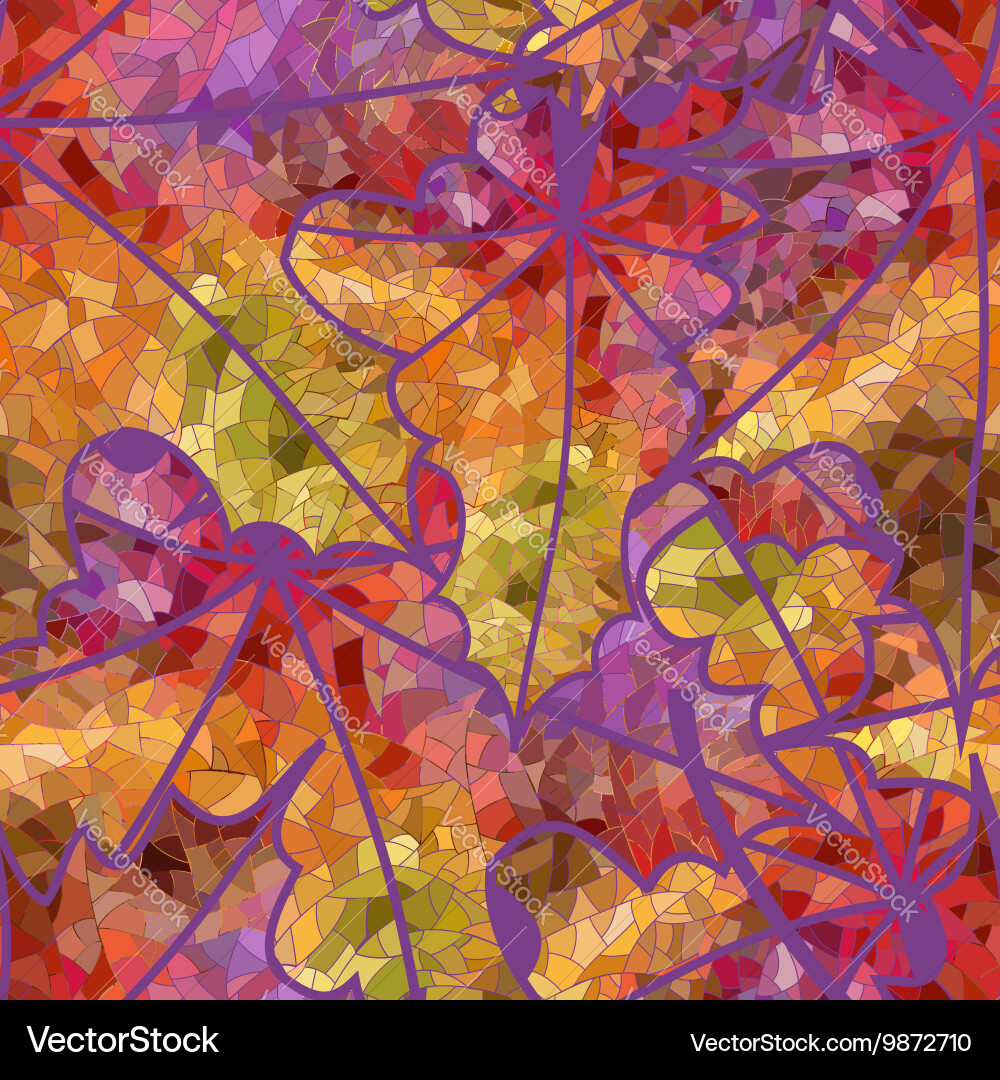 Abstract seamless pattern of mosaic maple leaves Vector Image