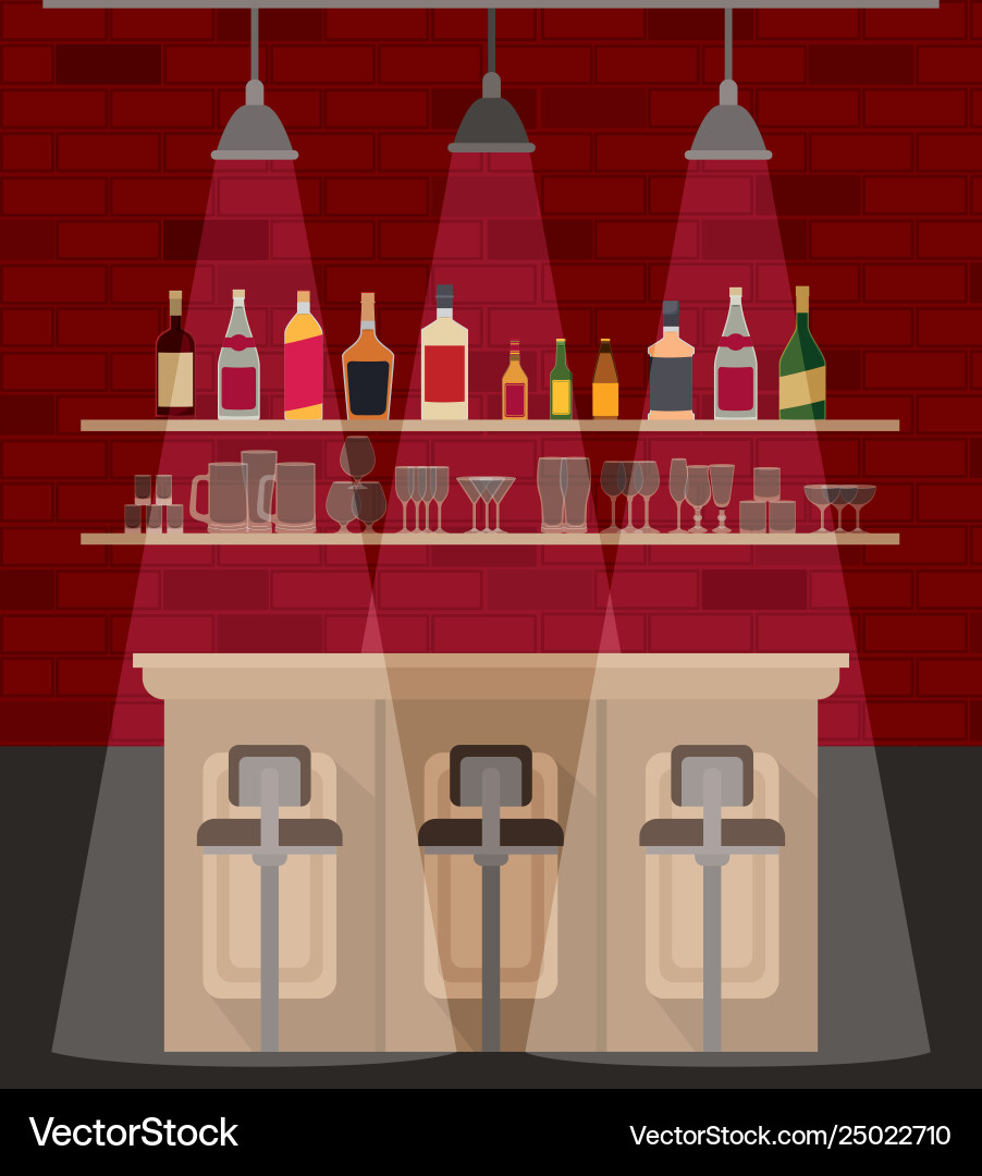 Bar with bottles liquor scene Royalty Free Vector Image