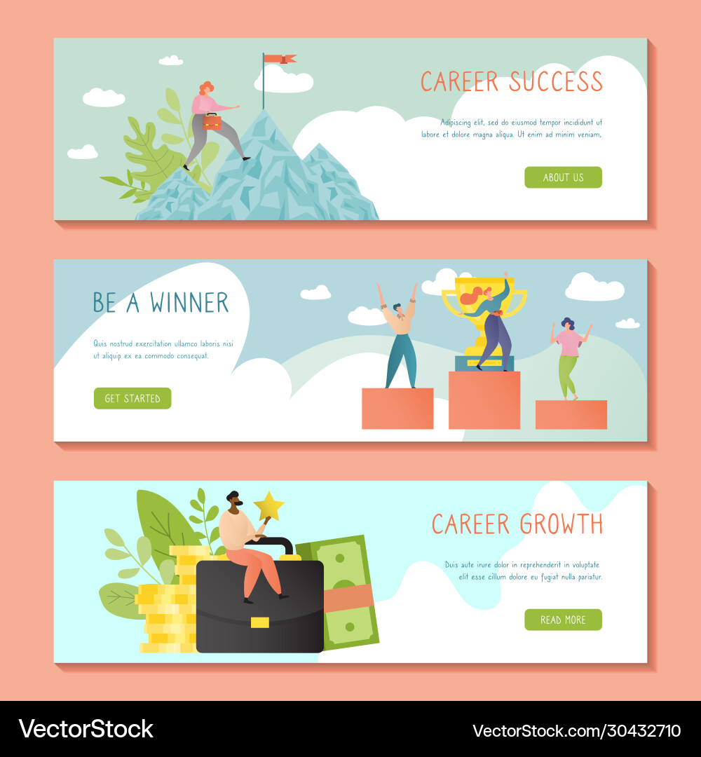 Career success banner template design Royalty Free Vector