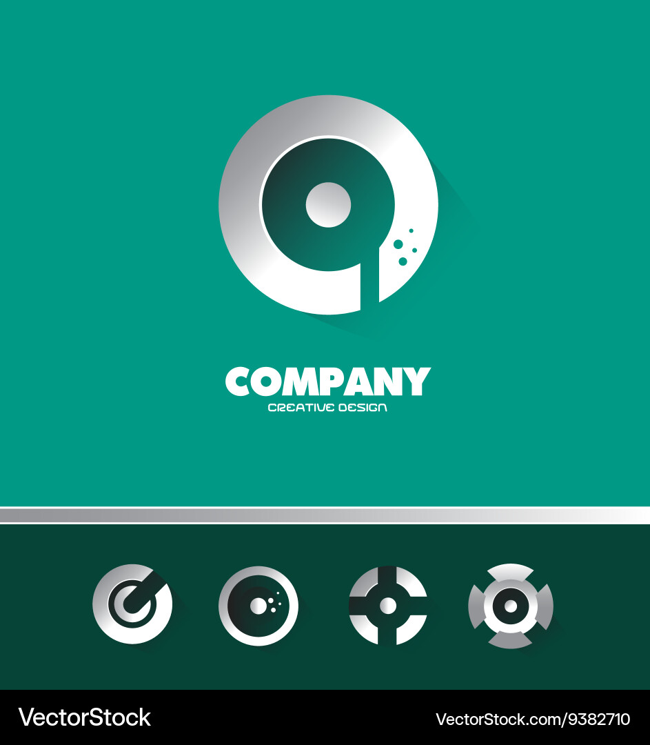 Circle silver metal dots logo icon green Vector Image