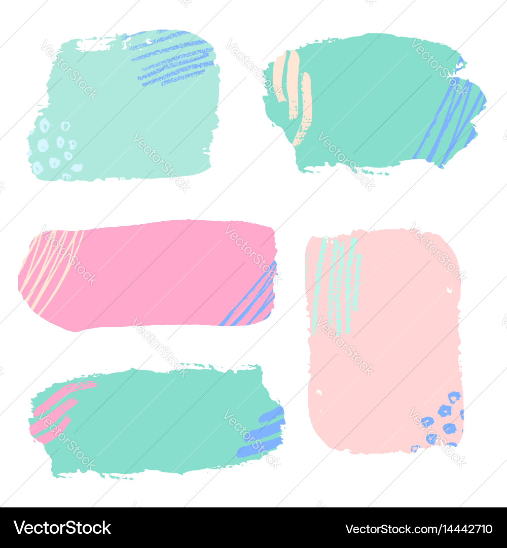 Colorful hand drawn brush stroke banners set Vector Image