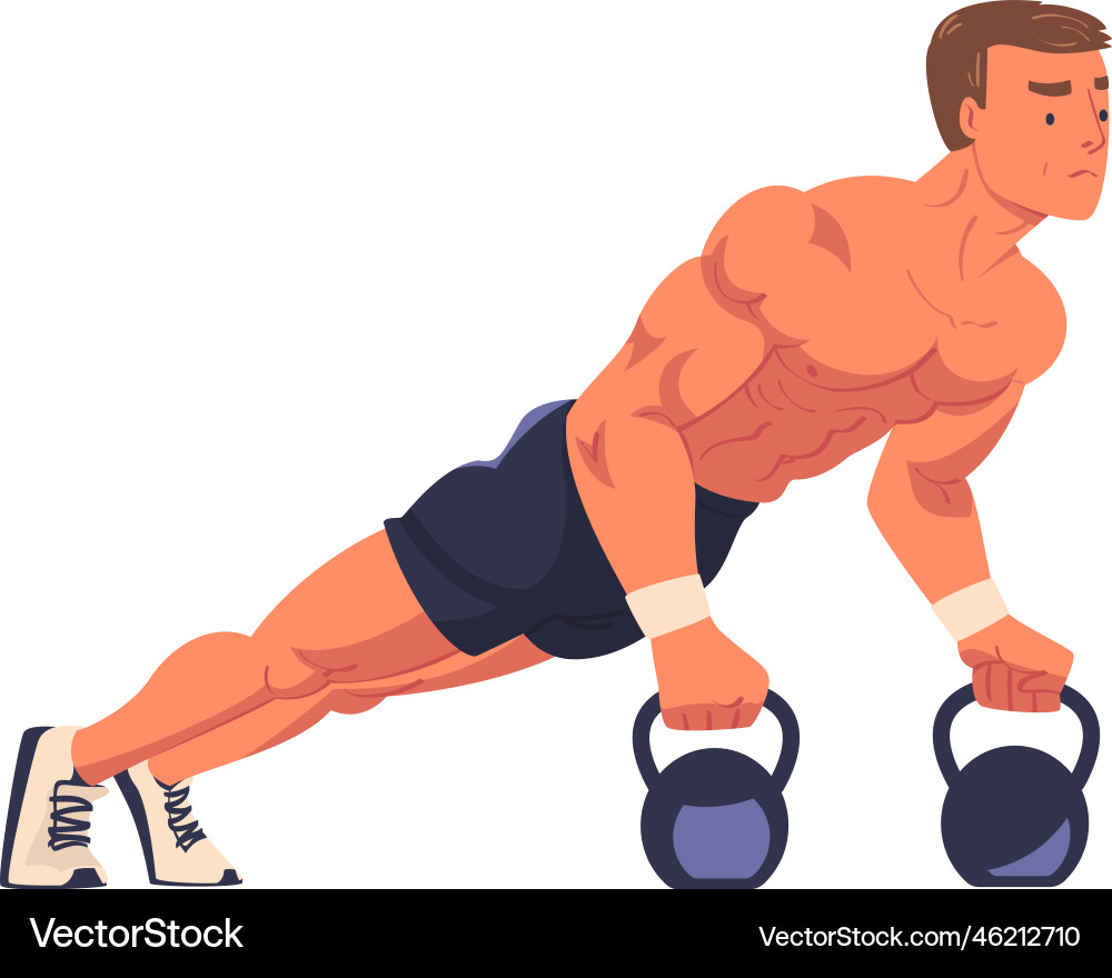 Crossfit workout with man standing in plank Vector Image