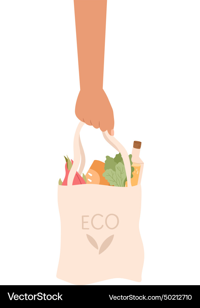Hand holding eco products beg Royalty Free Vector Image