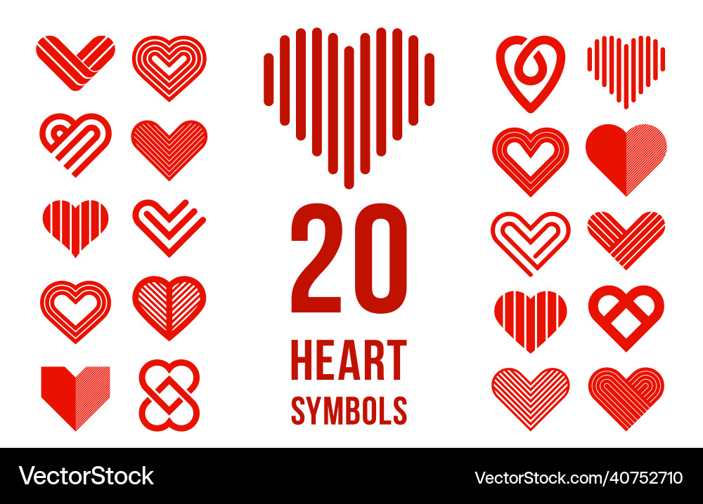 Hearts geometric linear logos icons or logotypes Vector Image