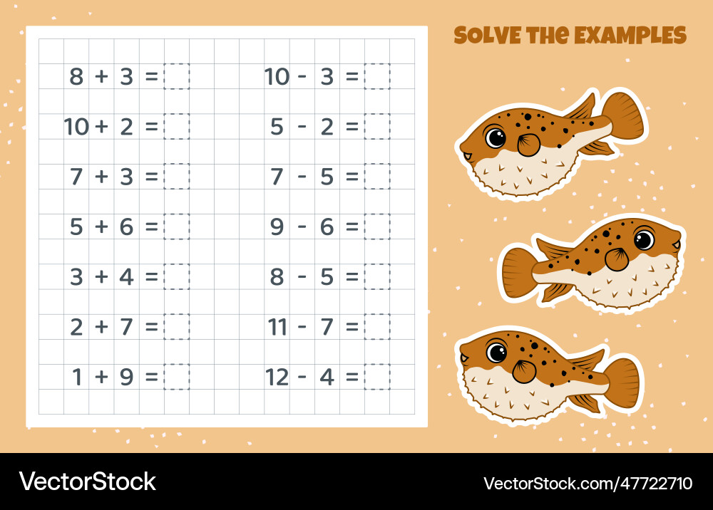 Math game for kids addition and subtraction Vector Image