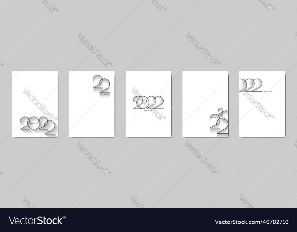 Set cards 2022 happy new year in black and white Vector Image