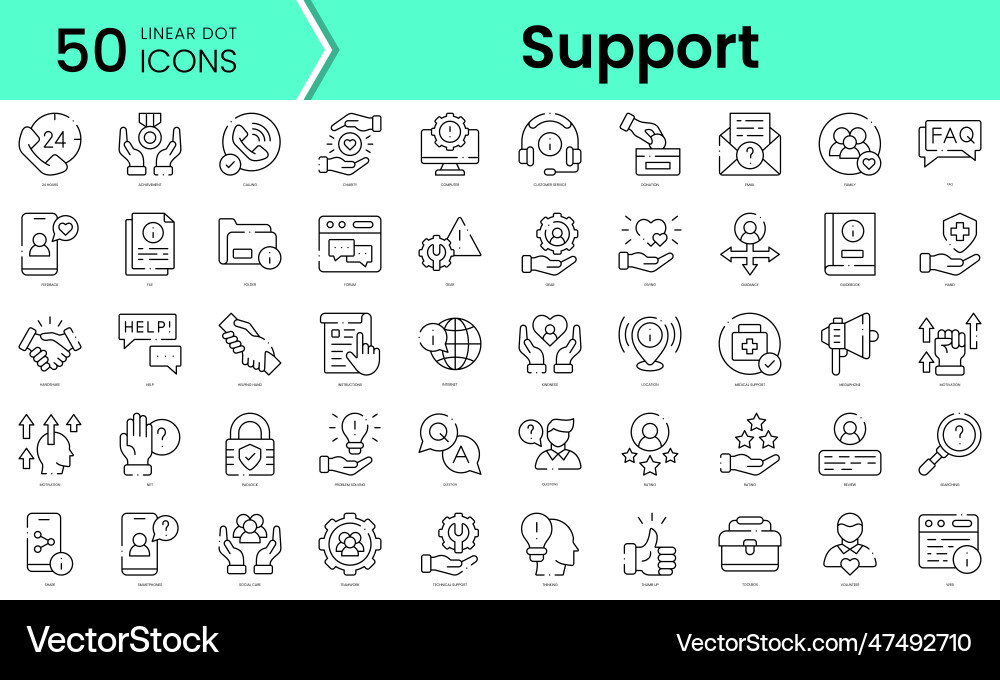 Set of support icons line art style bundle Vector Image