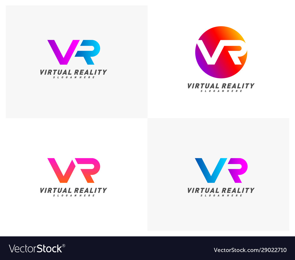 Set virtual reality logo template design vr Vector Image
