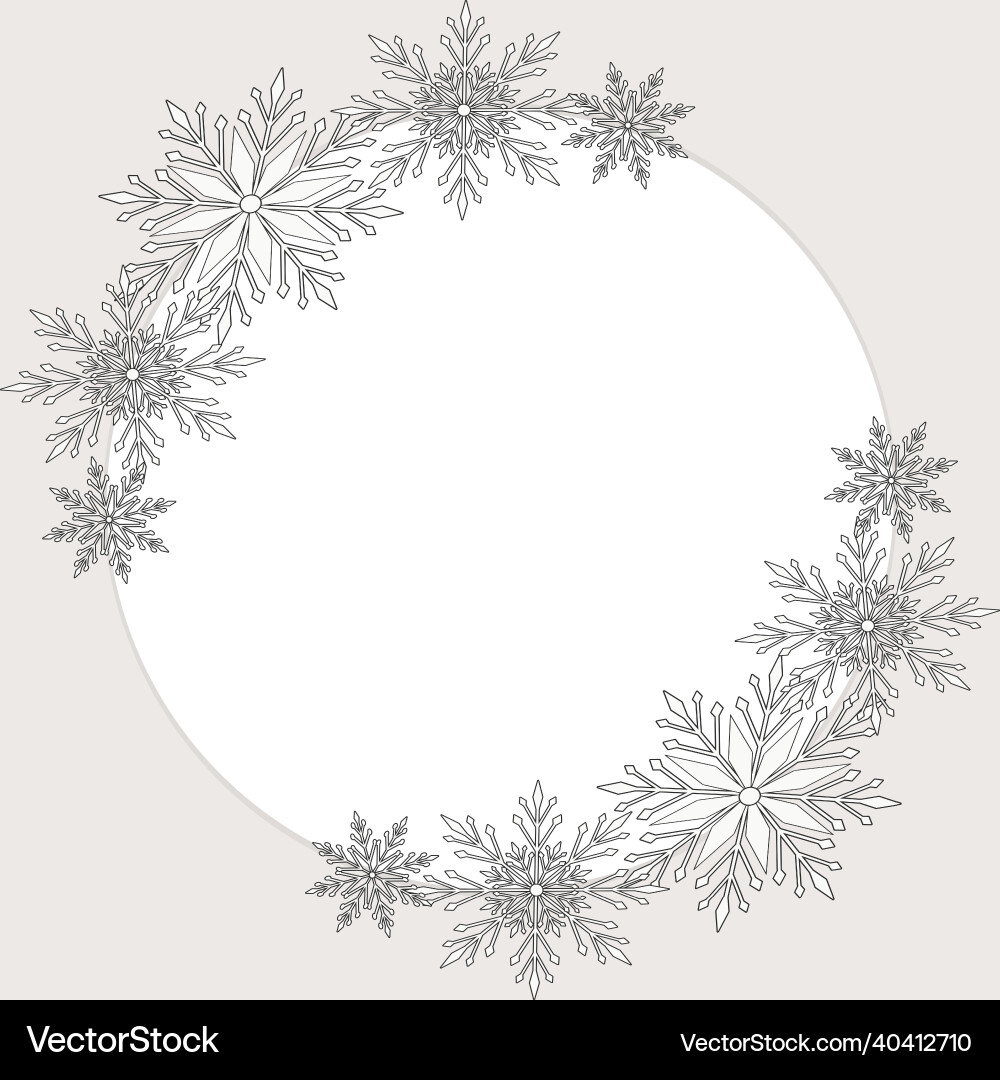 Snowflakes round frame winter composition merry Vector Image