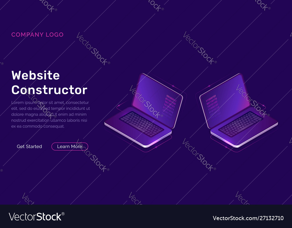 Website constructor isometric concept Royalty Free Vector