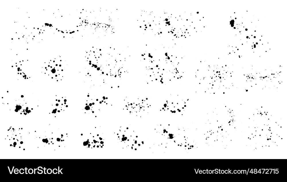 Black elements of paint ink splatter set Vector Image