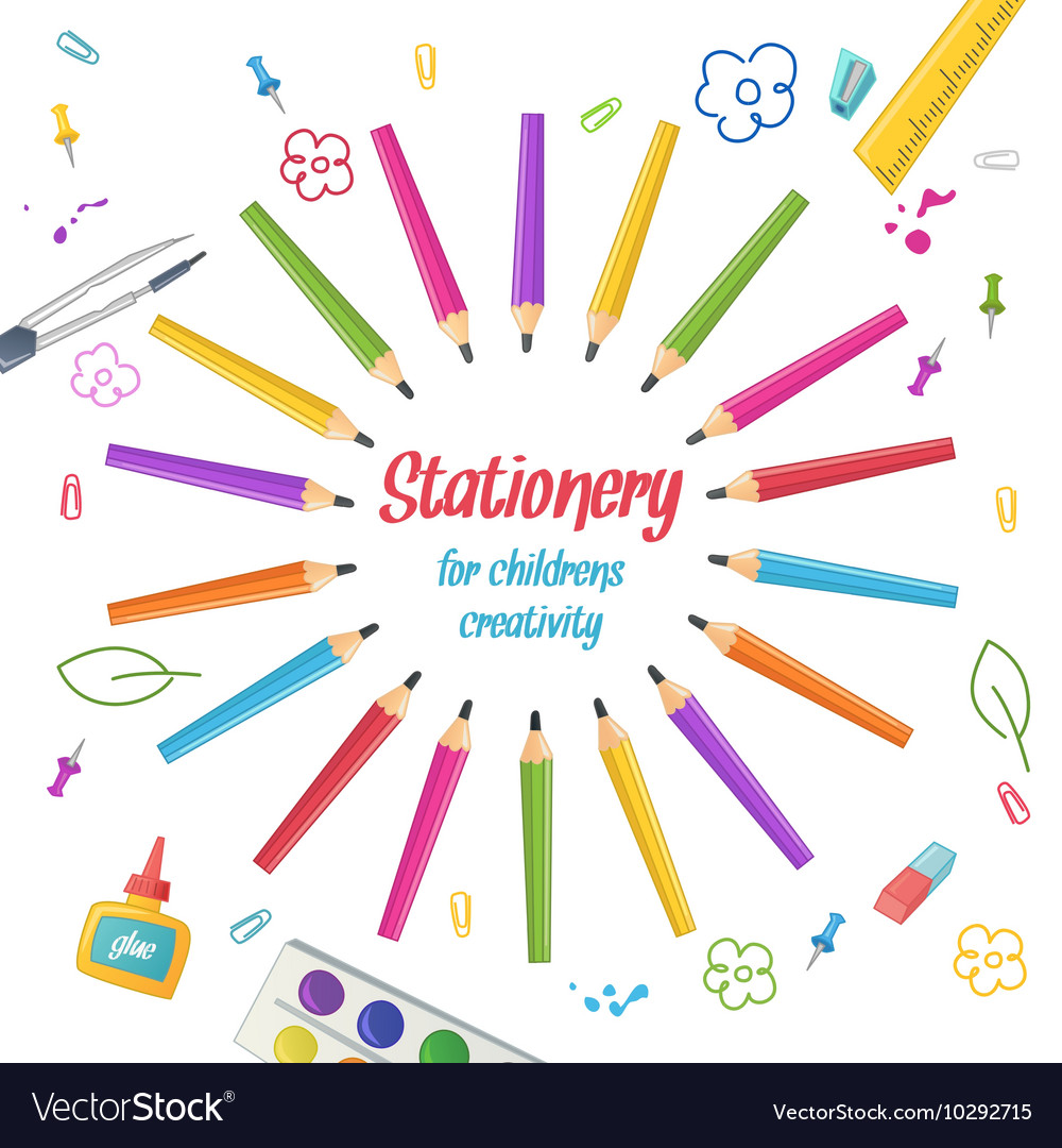 Circle of pencils on a white background Royalty Free Vector
