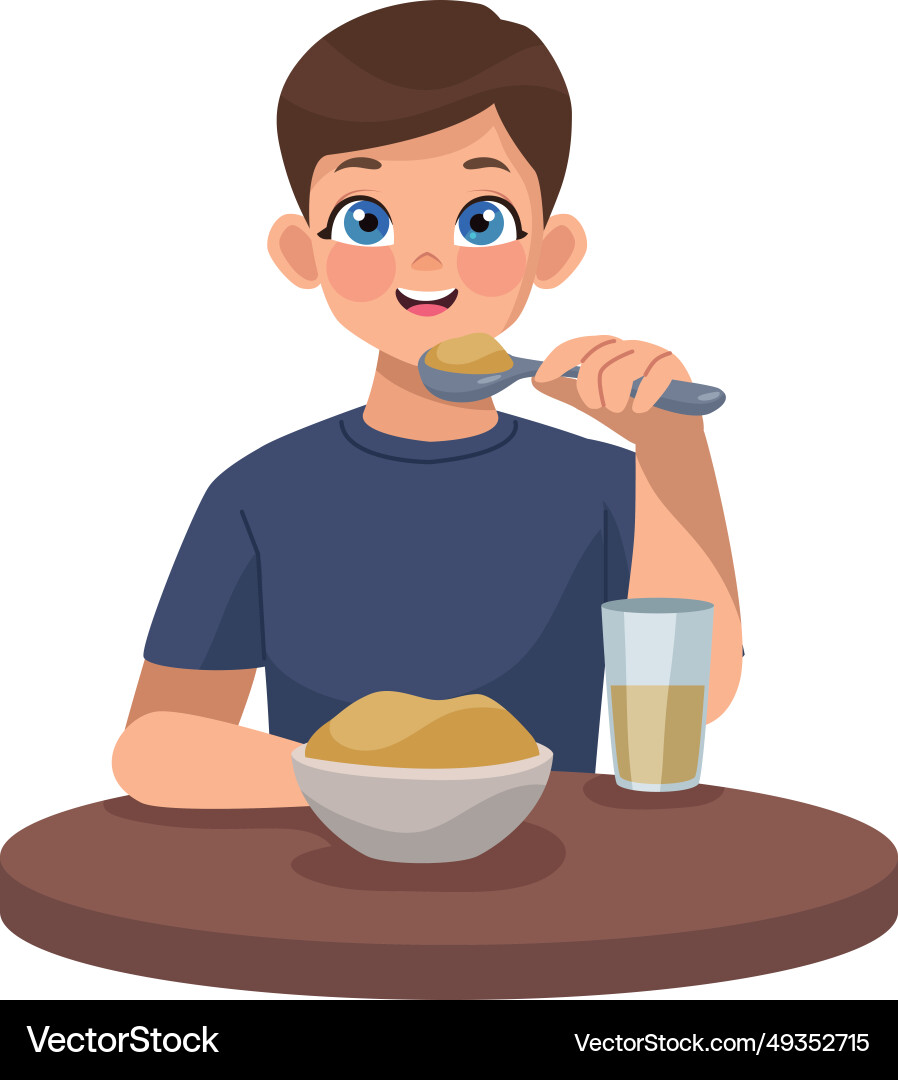 Guy eating nutrition meal Royalty Free Vector Image