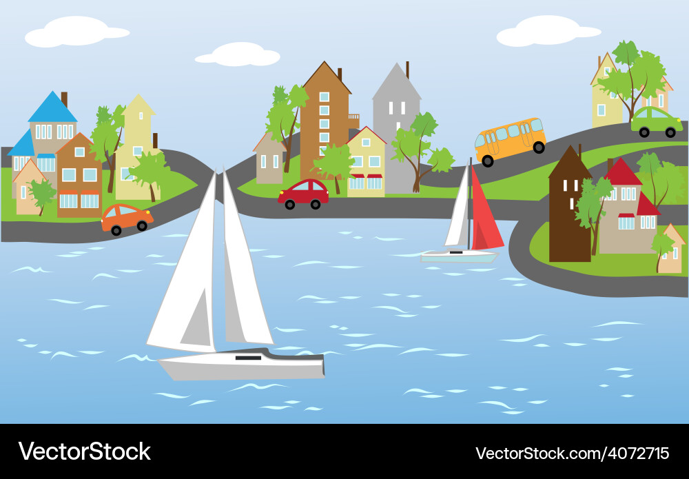 Houses on the waterfront Royalty Free Vector Image