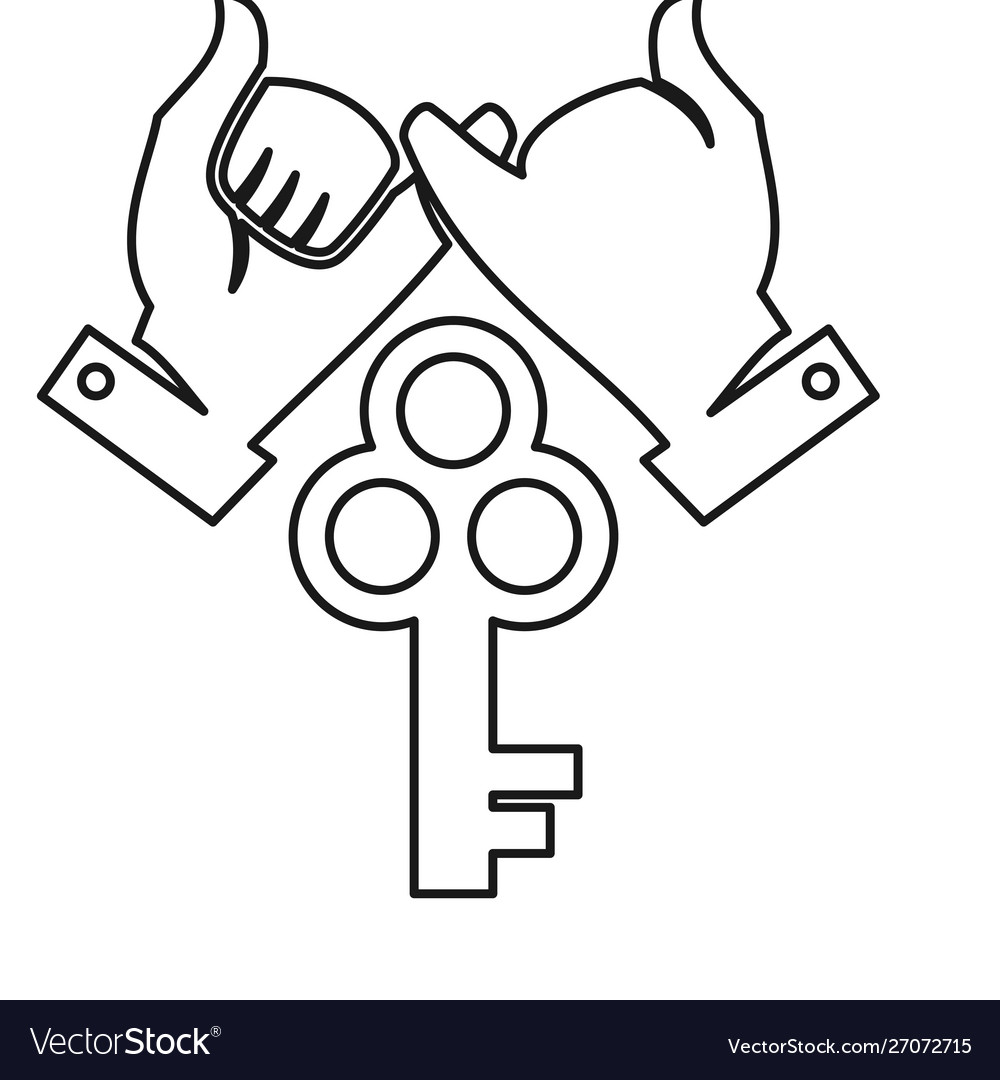 Key solution hand commitment teamwork together Vector Image