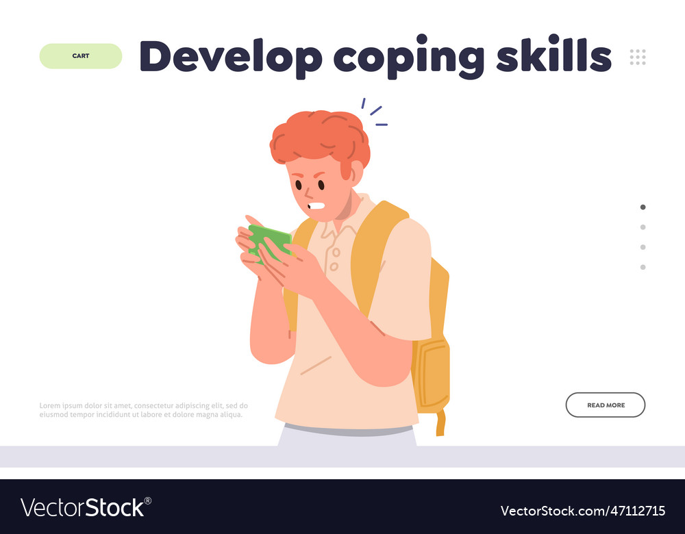 Landing page with develop coping skills concept Vector Image