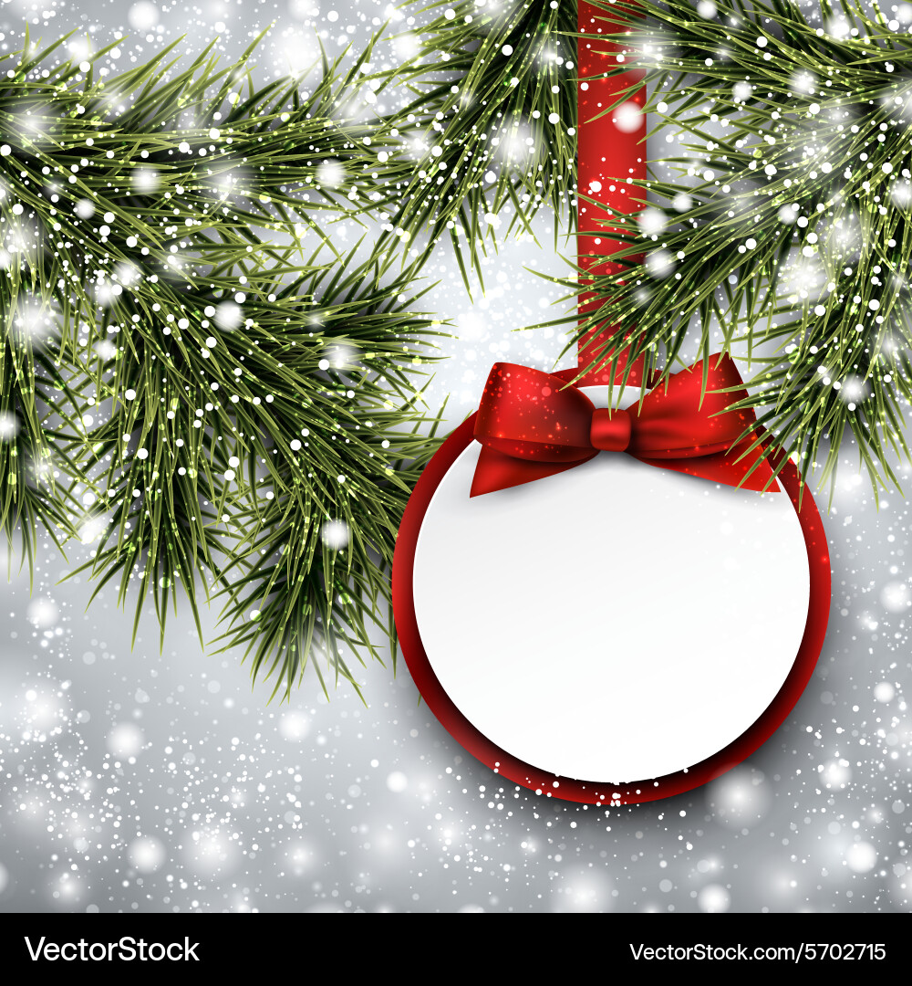 Paper gift card on spruce branches Royalty Free Vector Image
