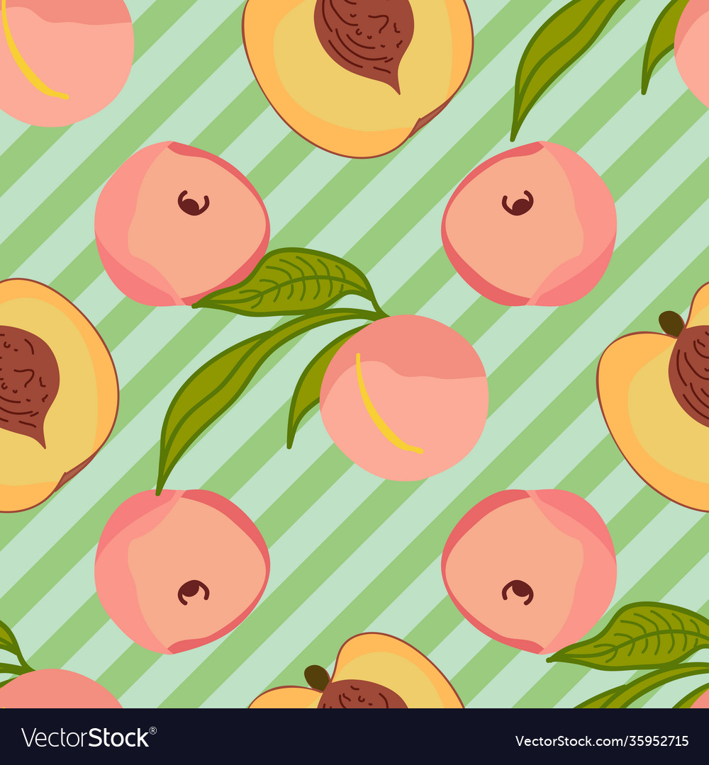 Peach fruit repeat pattern-02 Royalty Free Vector Image