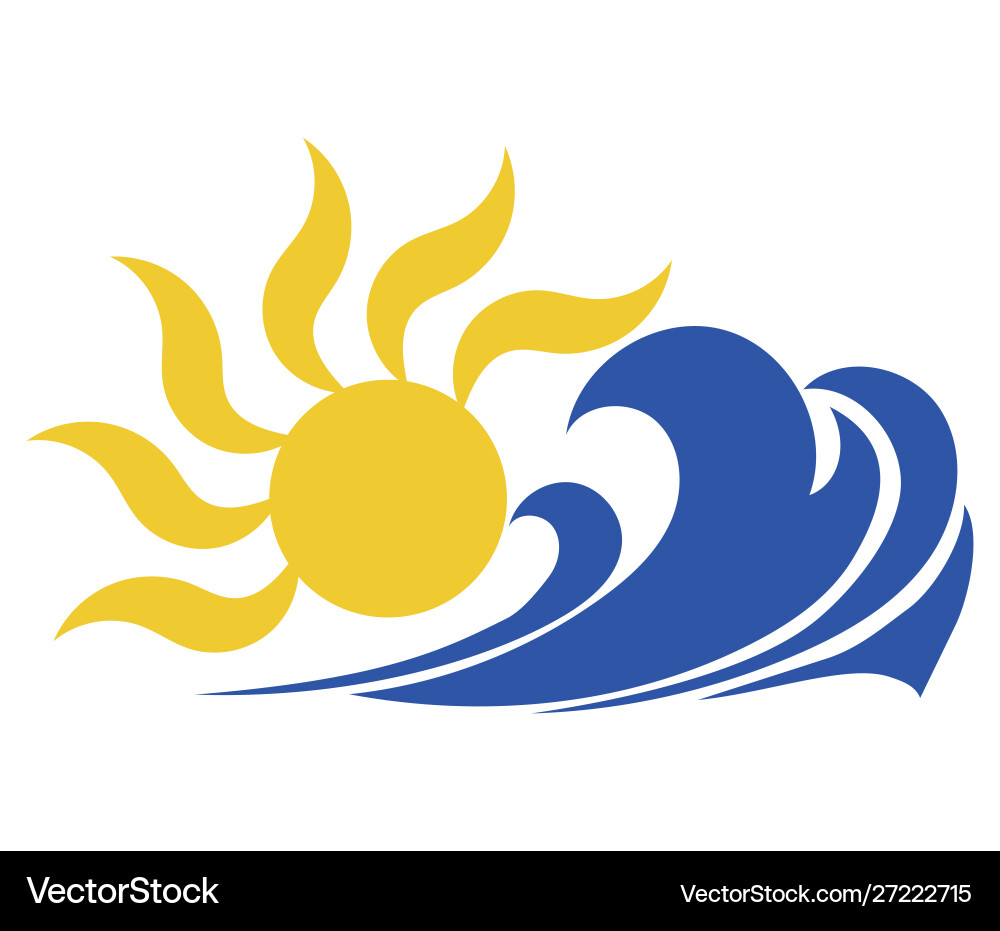 Sea wave and sun stylized sea Royalty Free Vector Image