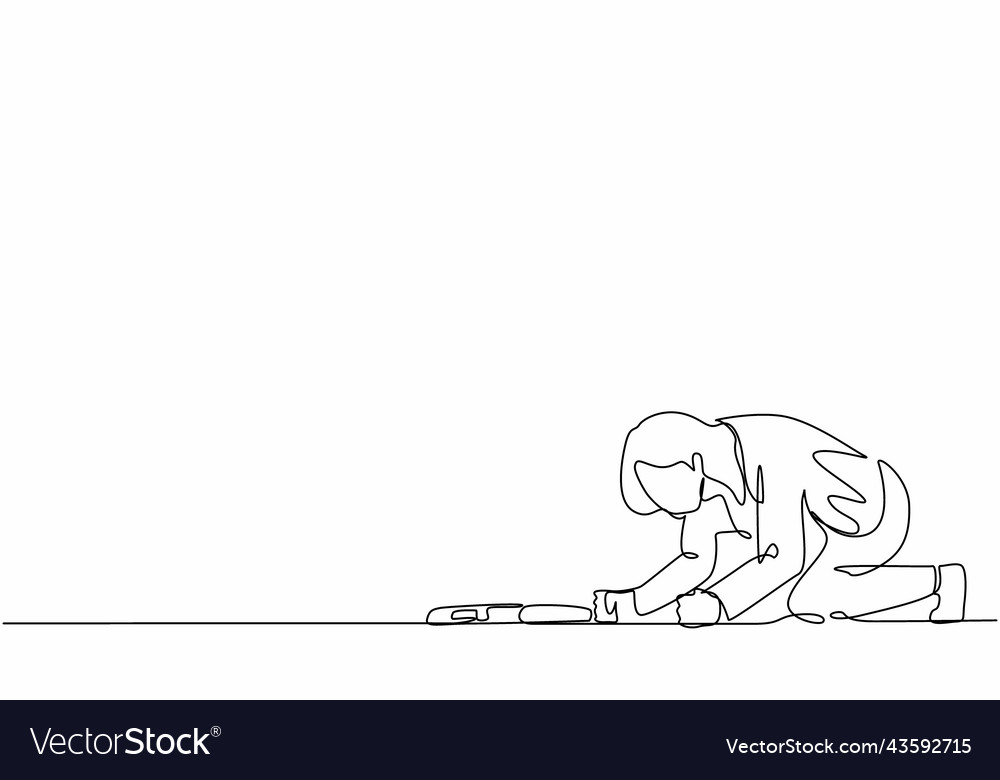 Single continuous line drawing depressed Vector Image