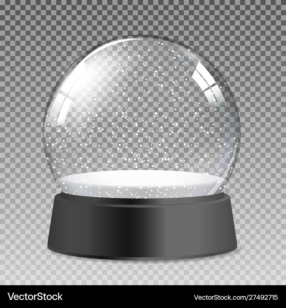 Snow realistic transparent glass globe Royalty Free Vector