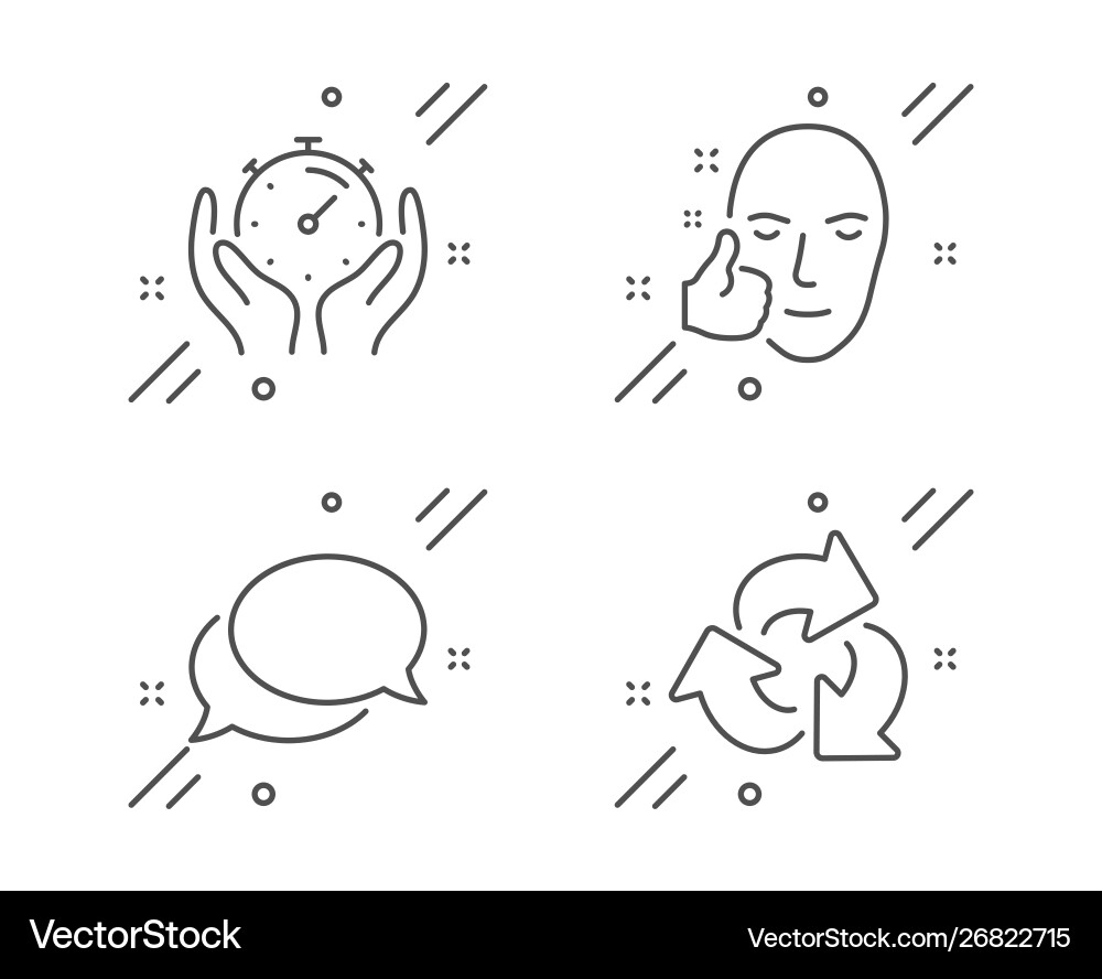 Timer healthy face and messenger icons set Vector Image
