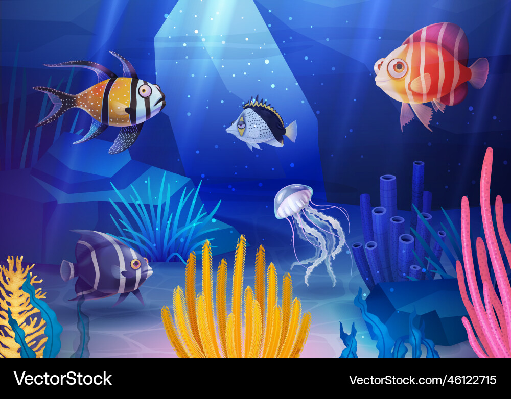 Underwater world cartoon Royalty Free Vector Image