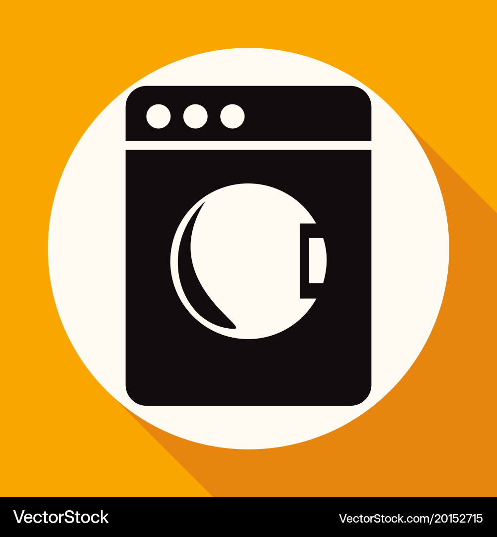 Washing machine icon on white circle with a long Vector Image