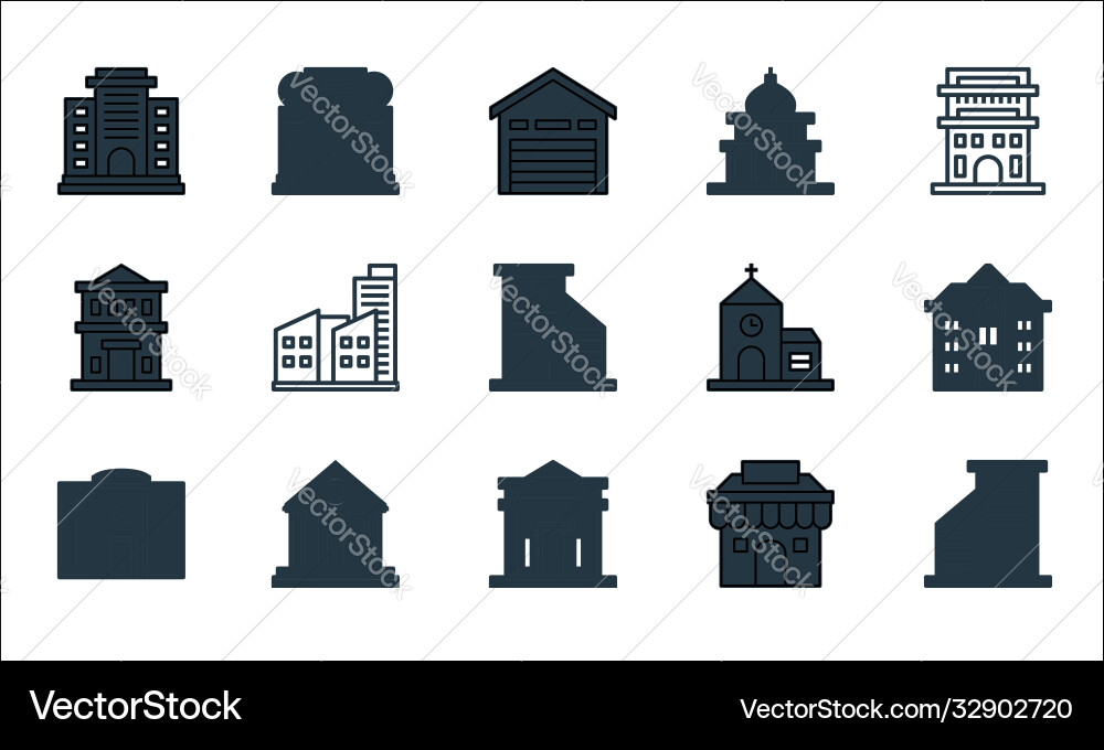 Building line icons linear set quality line set Vector Image