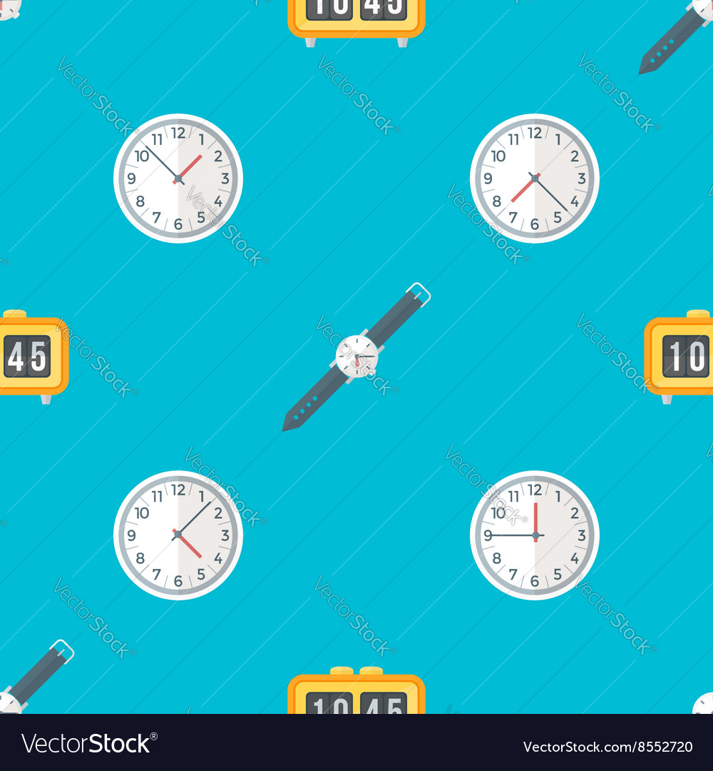 Clock watches seamless pattern Royalty Free Vector Image